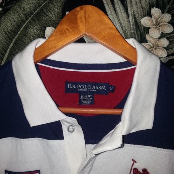 U.S. Polo Assn. | Shirts | Mens Stripped Polo Slim Fit Size Medium ...